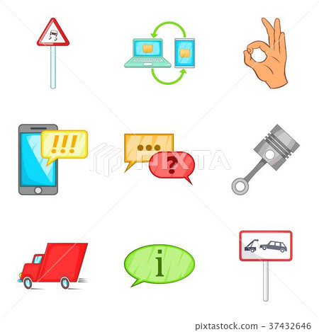 Commercial vehicle icons set, cartoon style - Stock Illustration ...