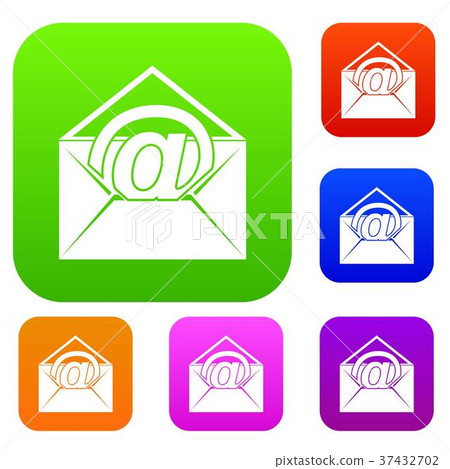 Envelope with email sign set color collection - Stock Illustration ...