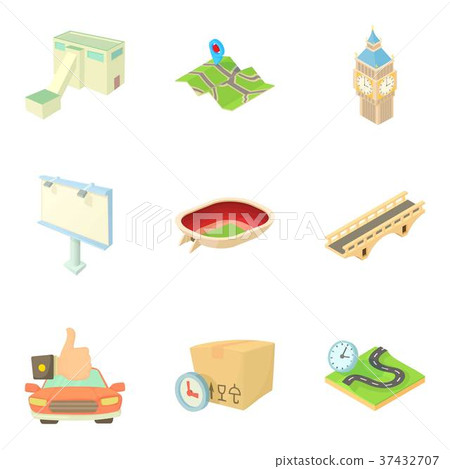 Infrastructure operations icons set, cartoon style - Stock Illustration ...