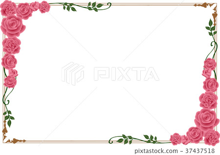 Pink rose frame sideways - Stock Illustration [37437518] - PIXTA