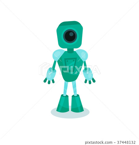 Turquoise friendly robot, artificial intelligence - Stock Illustration ...