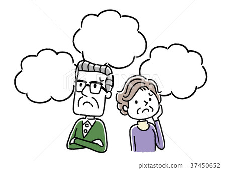 Senior couple: anxiety, worry, old age - Stock Illustration [37450652 ...
