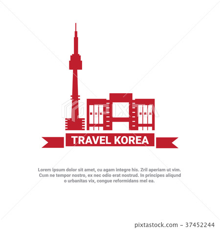 Seoul Landmark Buildings Icon Travel To Korea - Stock Illustration ...