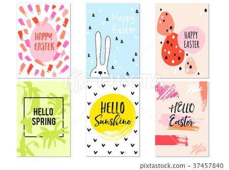 Hand drawn Easter cards, vector set - Stock Illustration [37457840] - PIXTA