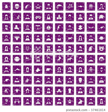 100 avatar icons set grunge purple - Stock Illustration [37461814] - PIXTA