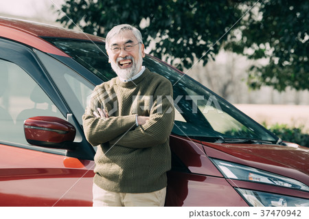 Senior male car life senior driver with car - Stock Photo [37470942 ...