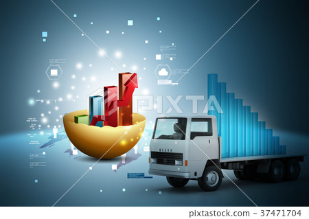 Transportation of business graph in truck - Stock Illustration ...
