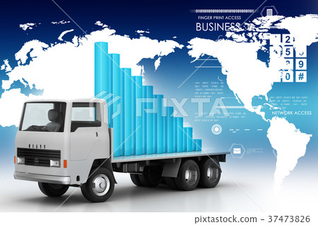 Transportation of business graph in truck - Stock Illustration ...