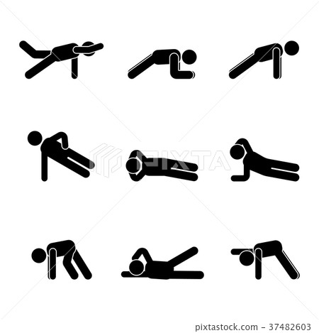 Exercises body workout stretching man stick figure - Stock Illustration ...