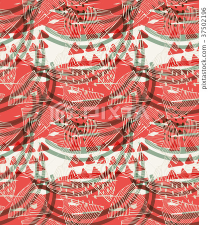 Abstract seashells with corral red triangles - Stock Illustration ...
