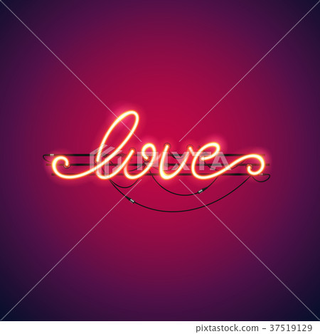 Love Red Neon Sign - Stock Illustration [37519129] - PIXTA