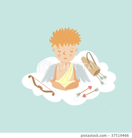 Cupid sitting in meditation pose - Stock Illustration [37519466] - PIXTA
