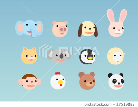 Animal illustration set Right facing flat - Stock Illustration ...