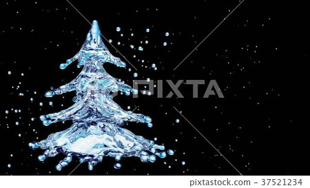 Christmas water splash tree on black background - Stock Illustration ...