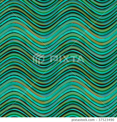 Teal wavy striped background - Stock Illustration [37523490] - PIXTA