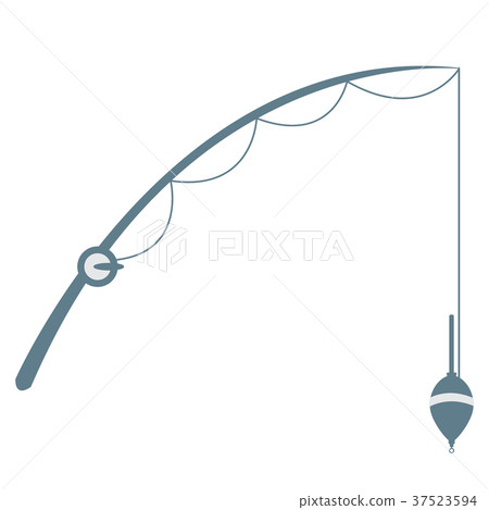 Stylized icon of a colored fishing rod with a - Stock Illustration ...