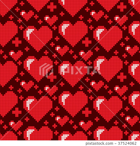Simple red heart sharp vector seamless pattern - Stock Illustration ...