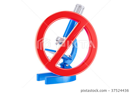 Forbidden sign with microscope, 3D rendering - Stock Illustration ...