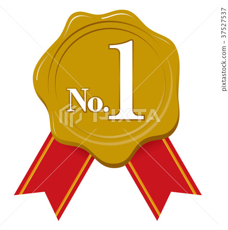 NO.1 number one | Label stamp with ribbon on... - Stock Illustration ...