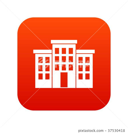 Building icon digital red - Stock Illustration [37530418] - PIXTA