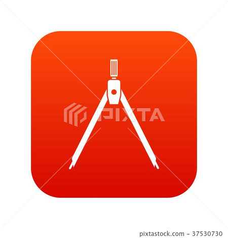 Drawing compass icon digital red - Stock Illustration [37530730] - PIXTA