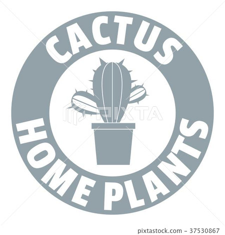 Botanical cactus logo, simple gray style - Stock Illustration [37530867 ...