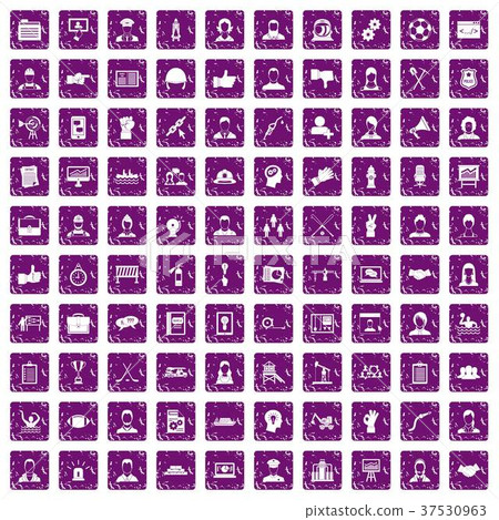 100 team work icons set grunge purple - Stock Illustration [37530963 ...