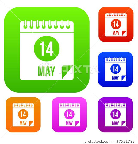 Spiral calendar page 14th of May set color... - Stock Illustration ...