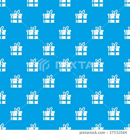 Gift in a box pattern seamless blue - Stock Illustration [37532084] - PIXTA