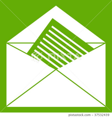 Open envelope with sheet of paper icon green - Stock Illustration ...