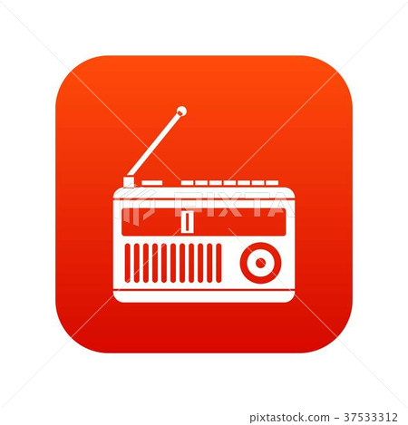 Retro radio icon digital red - Stock Illustration [37533312] - PIXTA