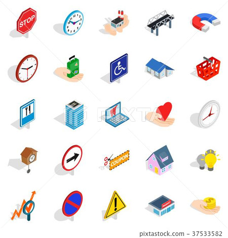 Town icons set, isometric style - Stock Illustration [37533582] - PIXTA
