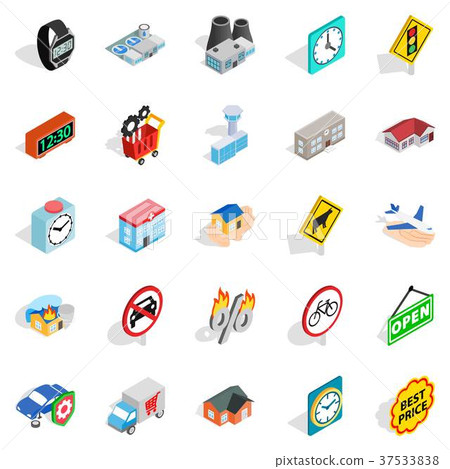 Administrative center icons set, isometric style - Stock Illustration ...