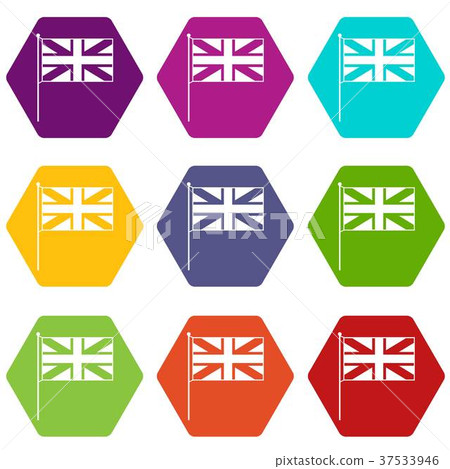 UK flag icon set color hexahedron - Stock Illustration [37533946] - PIXTA