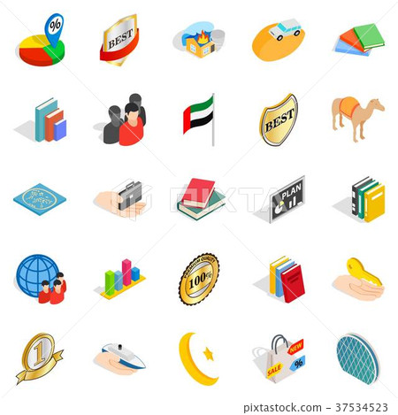 Happy team icons set, isometric style - Stock Illustration [37534523 ...