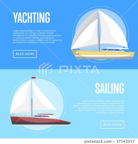 Yachting and sailing flyers with sailboats - Stock Illustration ...