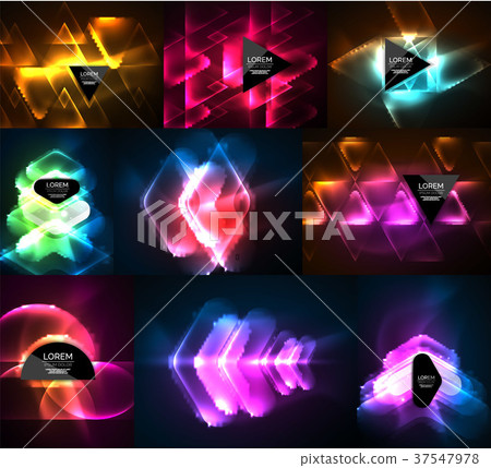 Set of glowing neon light effects digital - Stock Illustration ...