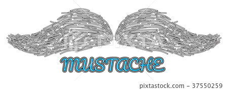 Hand drawn vector mustache logo. - Stock Illustration [37550259] - PIXTA
