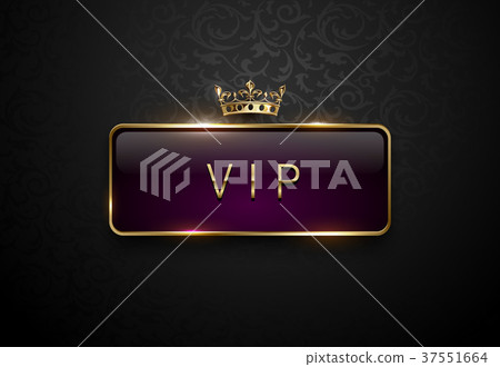 Vip royal purple label with golden frame and crown - Stock Illustration ...