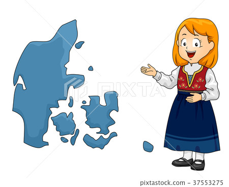Kid Girl Map Denmark Illustration - Stock Illustration [37553275] - PIXTA