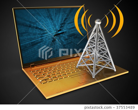 3d illustration of golden computer - Stock Illustration [37553489] - PIXTA