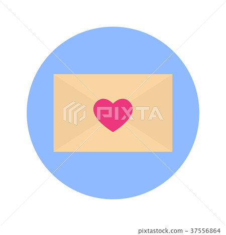 Envelope Heart Shape Icon On Blue Round Background - Stock Illustration ...