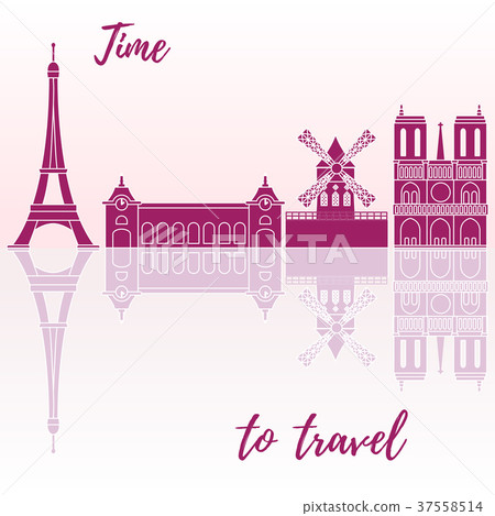 Famous buildings of Paris Symbols and landmarks. - Stock Illustration ...