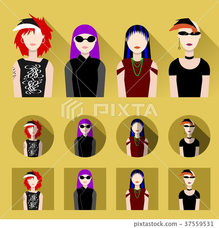 Set of female icons - Stock Illustration [37559531] - PIXTA