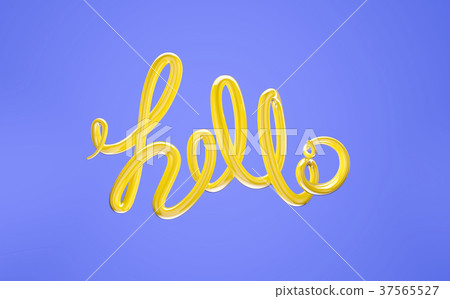 3D illustration of calligraphic hand written hello - Stock Illustration ...