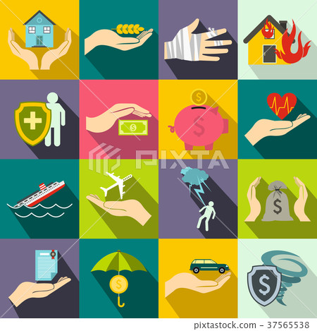 Accident insurance icons set, flat style - Stock Illustration [37565538 ...