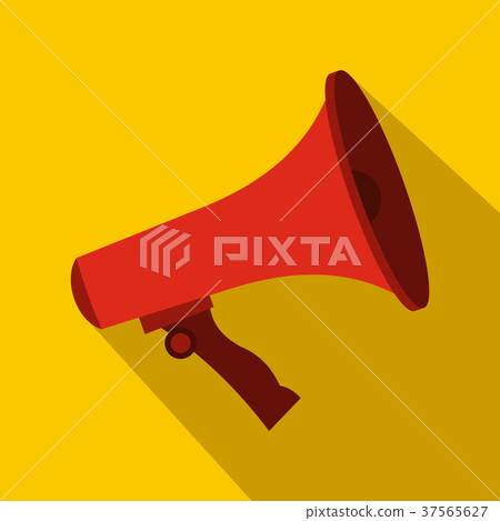 Red megaphone icon, flat style - Stock Illustration [37565627] - PIXTA