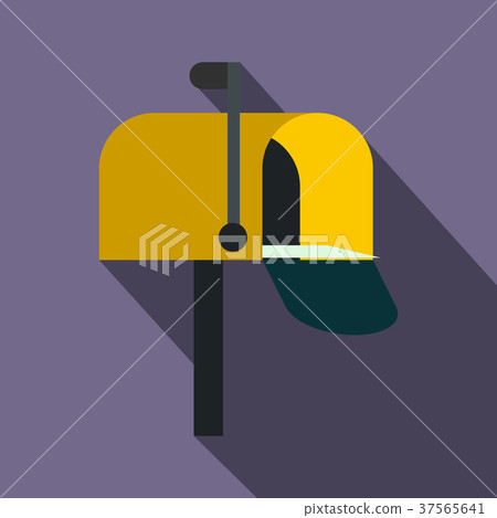 Yellow mail box icon, flat style - Stock Illustration [37565641] - PIXTA