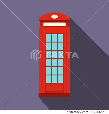 British red phone booth icon, flat style-插圖素材 [37566540] - PIXTA圖庫