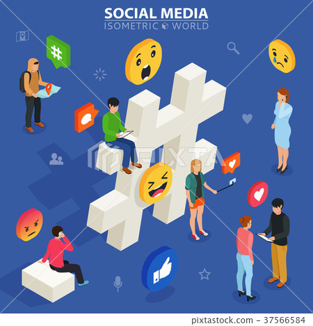 Social media isometric concept. - Stock Illustration [37566584] - PIXTA